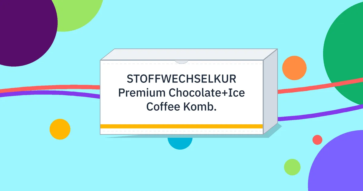 Symbolbild: Packung mit der Aufschrift STOFFWECHSELKUR Premium Chocolate+Ice Coffee Komb. (PZN 14044389) – Verfügbarkeit und Bezug in Apotheken in Frankfurt am Main