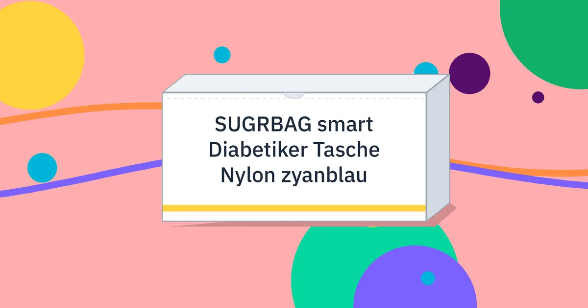 Symbolbild: Packung mit der Aufschrift SUGRBAG smart Diabetiker Tasche Nylon zyanblau (PZN 11861231) – Verfügbarkeit und Bezug in Apotheken in Frankfurt am Main