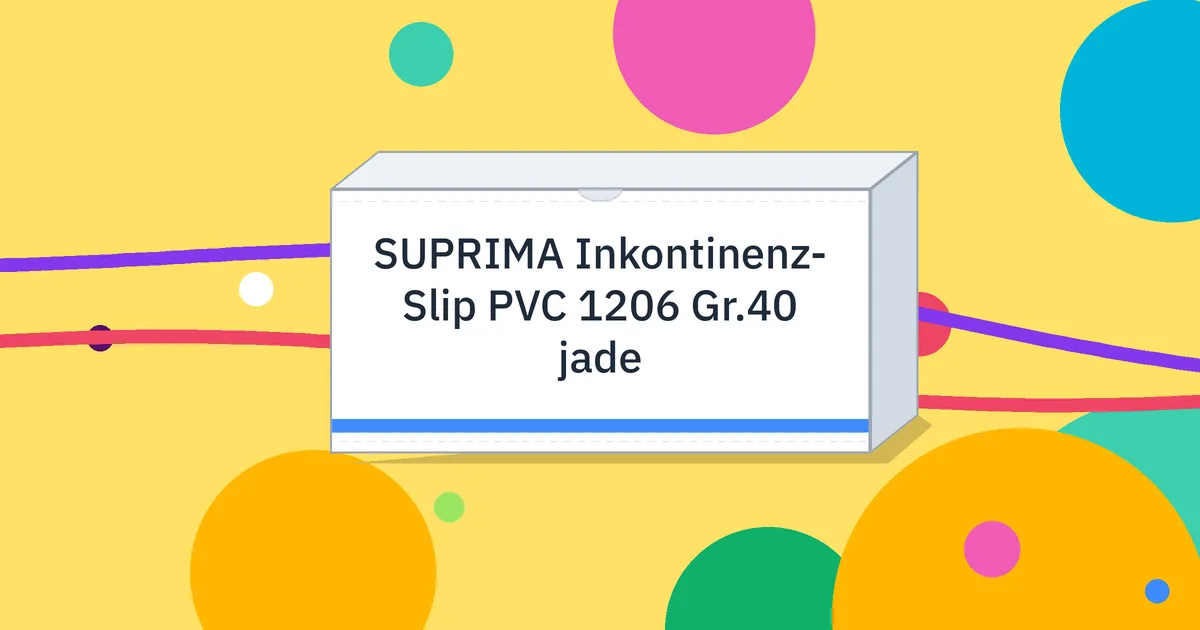 Symbolbild: Packung mit der Aufschrift SUPRIMA Inkontinenz-Slip PVC 1206 Gr.40 jade (PZN 00420038) – Verfügbarkeit und Bezug in Apotheken in Frankfurt am Main