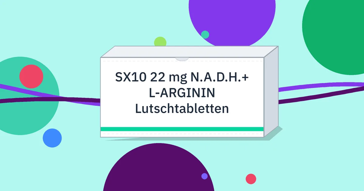 Symbolbild: Packung mit der Aufschrift SX10 22 mg N.A.D.H.+ L-ARGININ Lutschtabletten (PZN 09668751) – Verfügbarkeit und Bezug in Apotheken in Frankfurt am Main