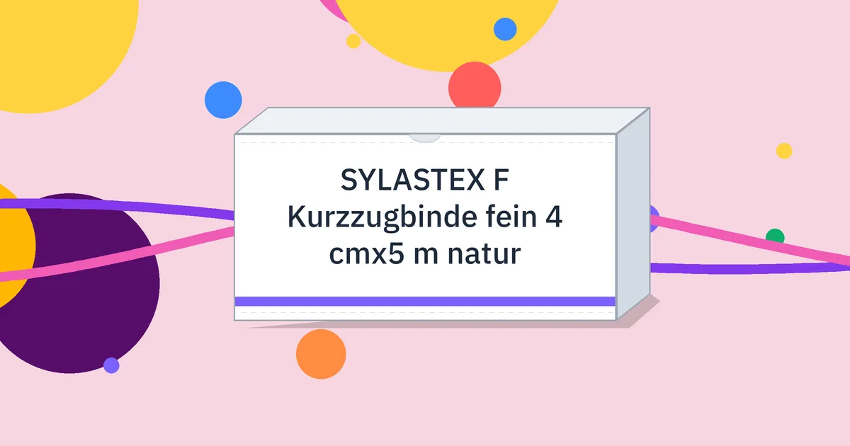 Symbolbild: Packung mit der Aufschrift SYLASTEX F Kurzzugbinde fein 4 cmx5 m natur (PZN 17176476) – Verfügbarkeit und Bezug in Apotheken in Frankfurt am Main