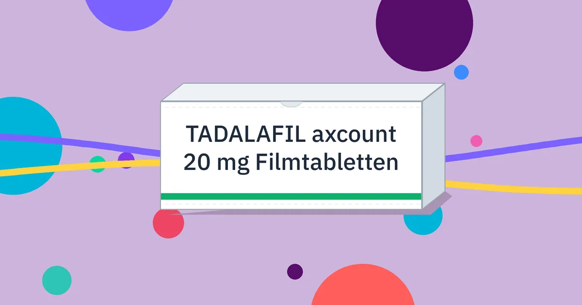 Symbolbild: Packung mit der Aufschrift TADALAFIL axcount 20 mg Filmtabletten (PZN 16742821) – Verfügbarkeit und Bezug in Apotheken in Frankfurt am Main