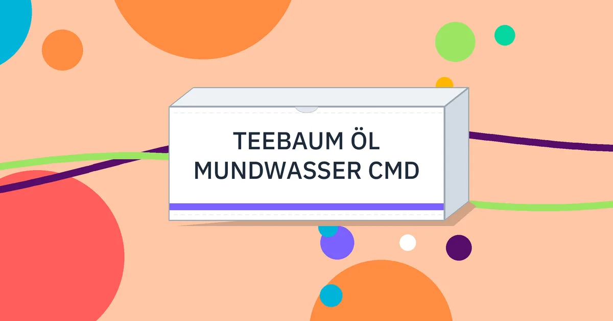 Symbolbild: Packung mit der Aufschrift TEEBAUM ÖL MUNDWASSER CMD (PZN 06947746) – Verfügbarkeit und Bezug in Apotheken in Frankfurt am Main