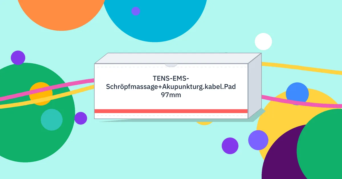 Symbolbild: Packung mit der Aufschrift TENS-EMS-Schröpfmassage+Akupunkturg.kabel.Pad 97mm (PZN 09901868) – Verfügbarkeit und Bezug in Apotheken in Frankfurt am Main