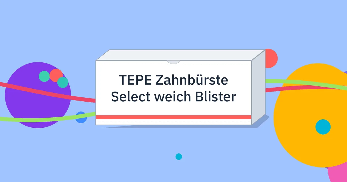 Symbolbild: Packung mit der Aufschrift TEPE Zahnbürste Select weich Blister (PZN 02289275) – Verfügbarkeit und Bezug in Apotheken in Frankfurt am Main