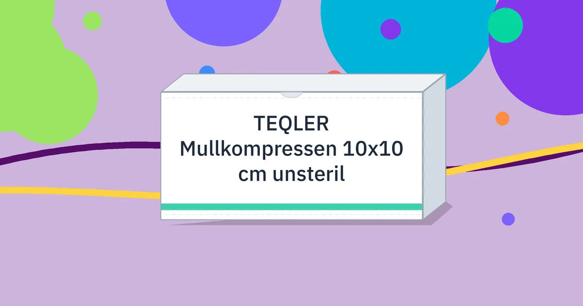 Symbolbild: Packung mit der Aufschrift TEQLER Mullkompressen 10x10 cm unsteril (PZN 17527272) – Verfügbarkeit und Bezug in Apotheken in Frankfurt am Main