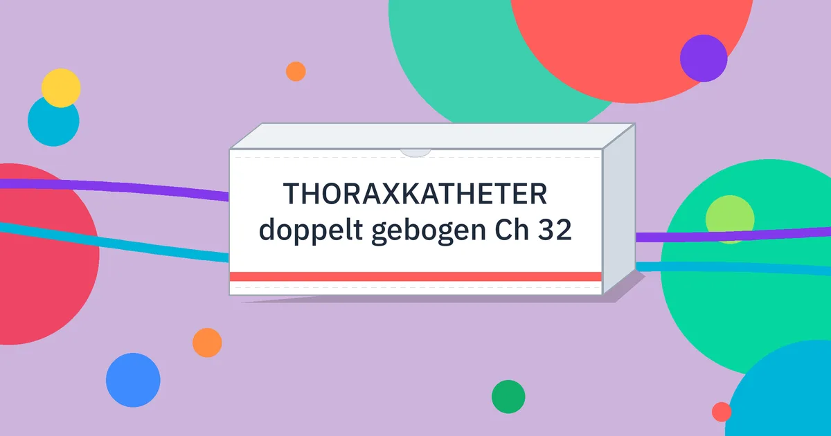 Symbolbild: Packung mit der Aufschrift THORAXKATHETER doppelt gebogen Ch 32 (PZN 15992562) – Verfügbarkeit und Bezug in Apotheken in Frankfurt am Main