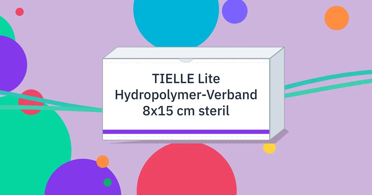 Symbolbild: Packung mit der Aufschrift TIELLE Lite Hydropolymer-Verband 8x15 cm steril (PZN 00488705) – Verfügbarkeit und Bezug in Apotheken in Frankfurt am Main