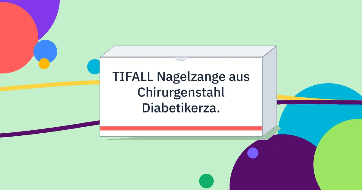Symbolbild: Packung mit der Aufschrift TIFALL Nagelzange aus Chirurgenstahl Diabetikerza. (PZN 09638649) – Verfügbarkeit und Bezug in Apotheken in Frankfurt am Main
