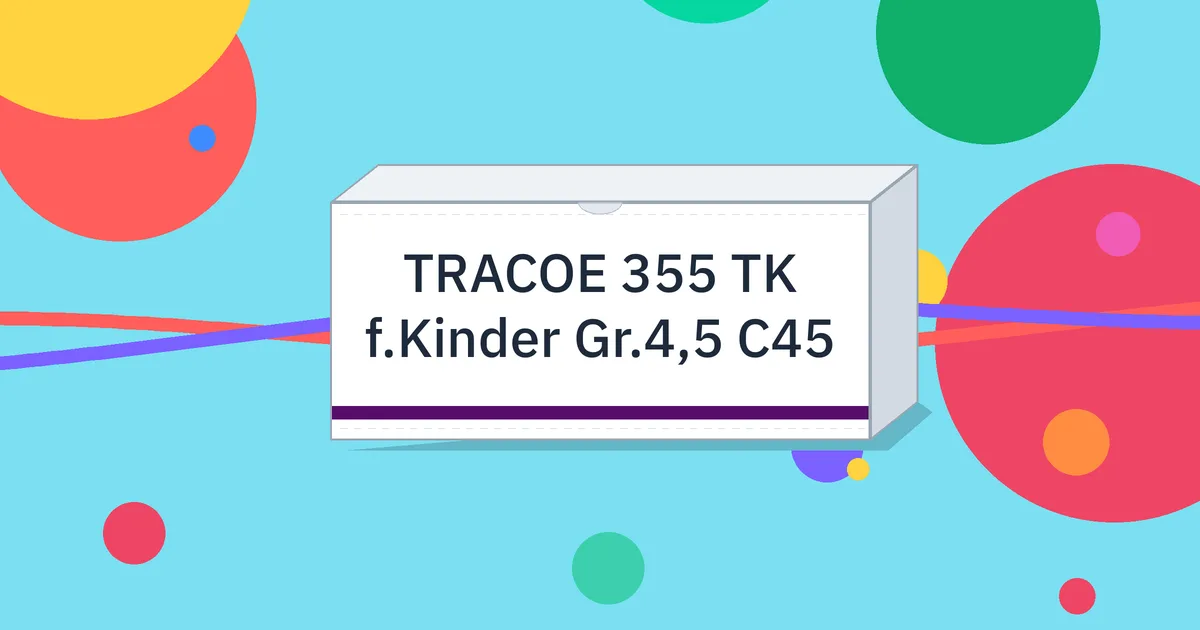 Symbolbild: Packung mit der Aufschrift TRACOE 355 TK f.Kinder Gr.4,5 C45 (PZN 11644278) – Verfügbarkeit und Bezug in Apotheken in Frankfurt am Main