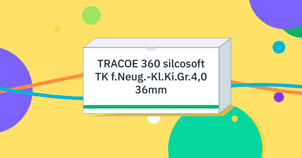 Symbolbild: Packung mit der Aufschrift TRACOE 360 silcosoft TK f.Neug.-Kl.Ki.Gr.4,0 36mm (PZN 14313754) – Verfügbarkeit und Bezug in Apotheken in Frankfurt am Main