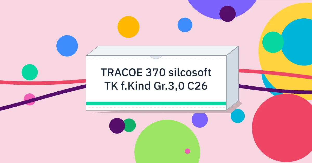 Symbolbild: Packung mit der Aufschrift TRACOE 370 silcosoft TK f.Kind Gr.3,0 C26 (PZN 14314067) – Verfügbarkeit und Bezug in Apotheken in Frankfurt am Main