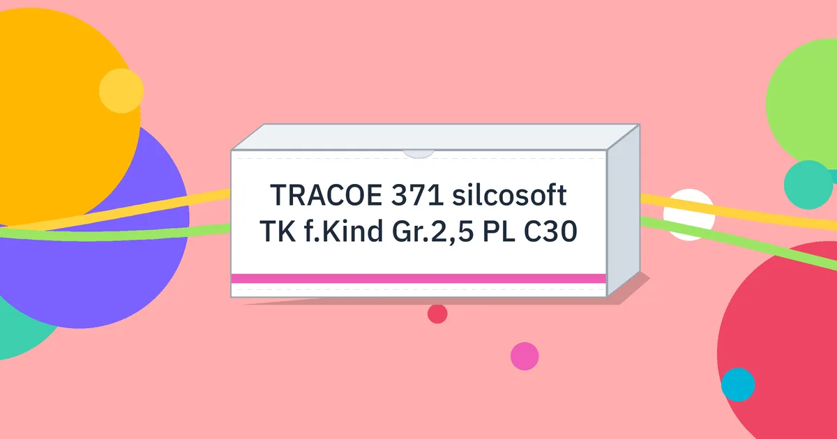 Symbolbild: Packung mit der Aufschrift TRACOE 371 silcosoft TK f.Kind Gr.2,5 PL C30 (PZN 14314883) – Verfügbarkeit und Bezug in Apotheken in Frankfurt am Main