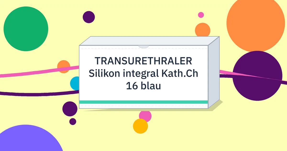 Symbolbild: Packung mit der Aufschrift TRANSURETHRALER Silikon integral Kath.Ch 16 blau (PZN 13163548) – Verfügbarkeit und Bezug in Apotheken in Frankfurt am Main