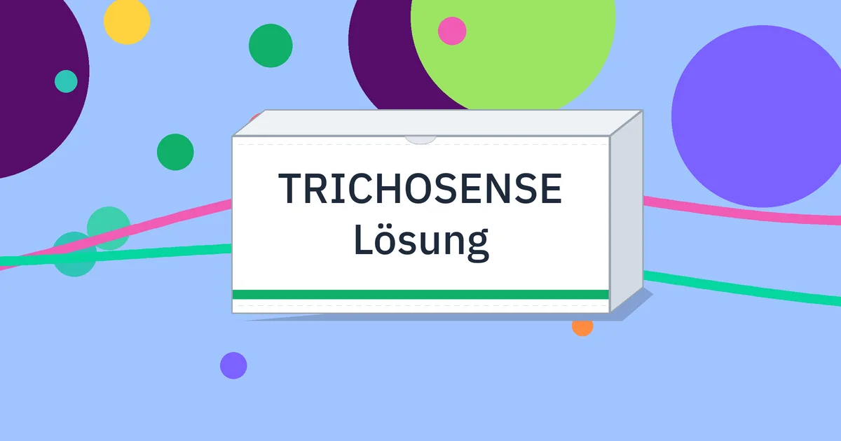 Symbolbild: Packung mit der Aufschrift TRICHOSENSE Lösung (PZN 03317915) – Verfügbarkeit und Bezug in Apotheken in Frankfurt am Main