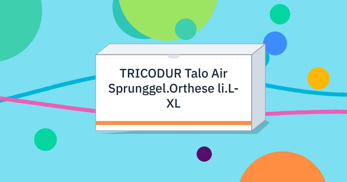 Symbolbild: Packung mit der Aufschrift TRICODUR Talo Air Sprunggel.Orthese li.L-XL (PZN 03094651) – Verfügbarkeit und Bezug in Apotheken in Frankfurt am Main