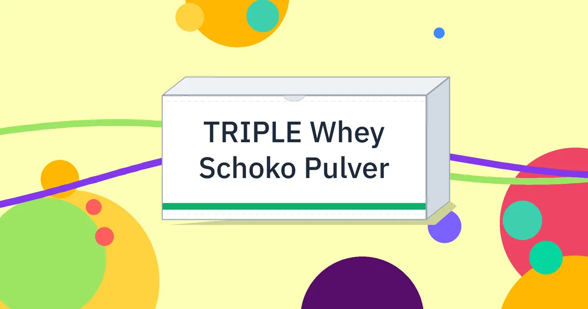 Symbolbild: Packung mit der Aufschrift TRIPLE Whey Schoko Pulver (PZN 10534412) – Verfügbarkeit und Bezug in Apotheken in Frankfurt am Main
