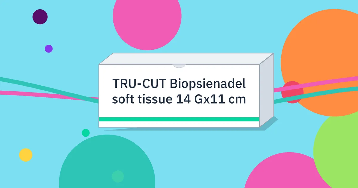 Symbolbild: Packung mit der Aufschrift TRU-CUT Biopsienadel soft tissue 14 Gx11 cm (PZN 18766139) – Verfügbarkeit und Bezug in Apotheken in Frankfurt am Main