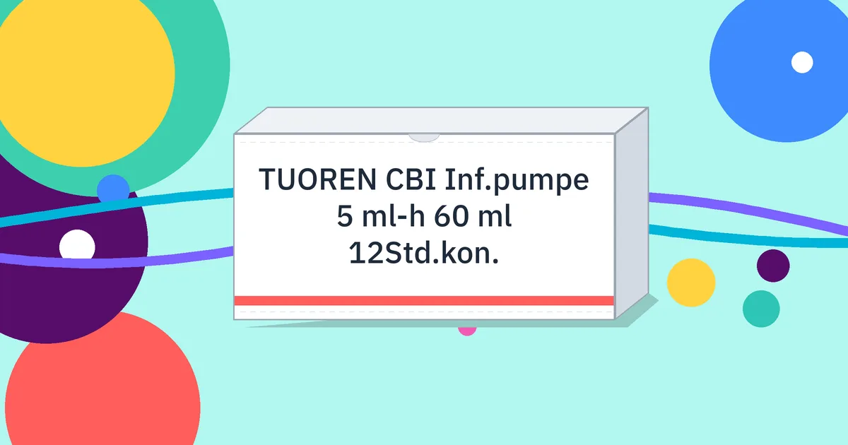 Symbolbild: Packung mit der Aufschrift TUOREN CBI Inf.pumpe 5 ml-h 60 ml 12Std.kon. (PZN 11663123) – Verfügbarkeit und Bezug in Apotheken in Frankfurt am Main