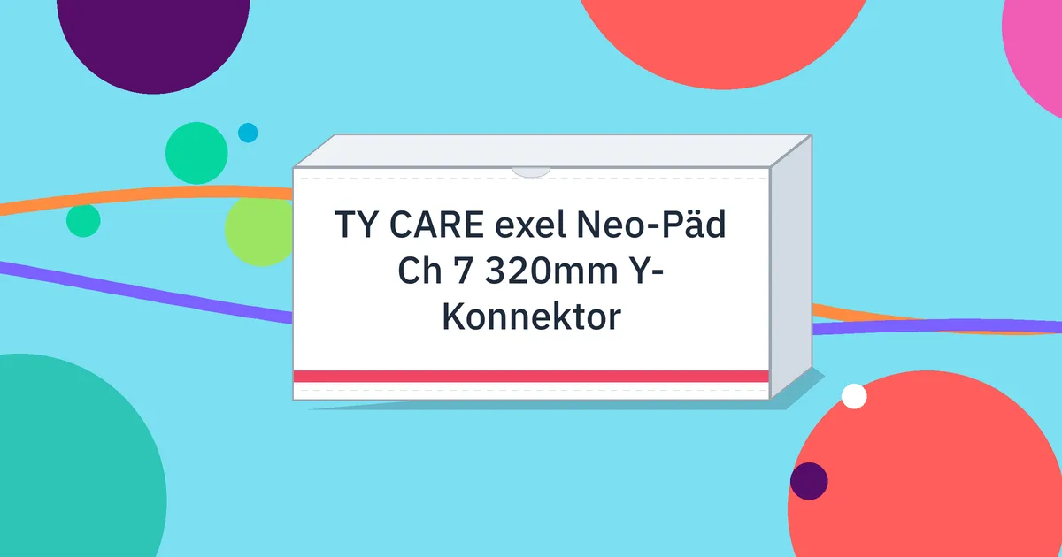 Symbolbild: Packung mit der Aufschrift TY CARE exel Neo-Päd Ch 7 320mm Y-Konnektor (PZN 05486214) – Verfügbarkeit und Bezug in Apotheken in Frankfurt am Main
