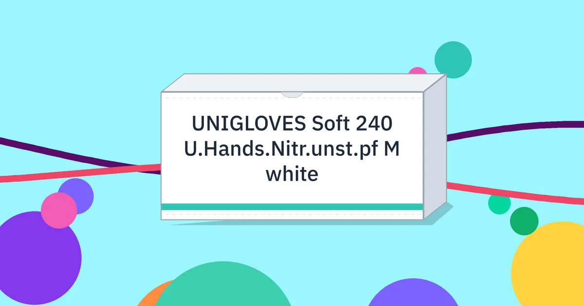 Symbolbild: Packung mit der Aufschrift UNIGLOVES Soft 240 U.Hands.Nitr.unst.pf M white (PZN 18102540) – Verfügbarkeit und Bezug in Apotheken in Frankfurt am Main