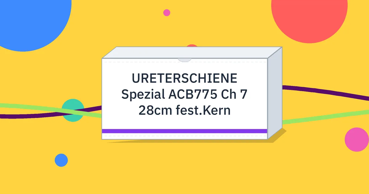 Symbolbild: Packung mit der Aufschrift URETERSCHIENE Spezial ACB775 Ch 7 28cm fest.Kern (PZN 00752680) – Verfügbarkeit und Bezug in Apotheken in Frankfurt am Main