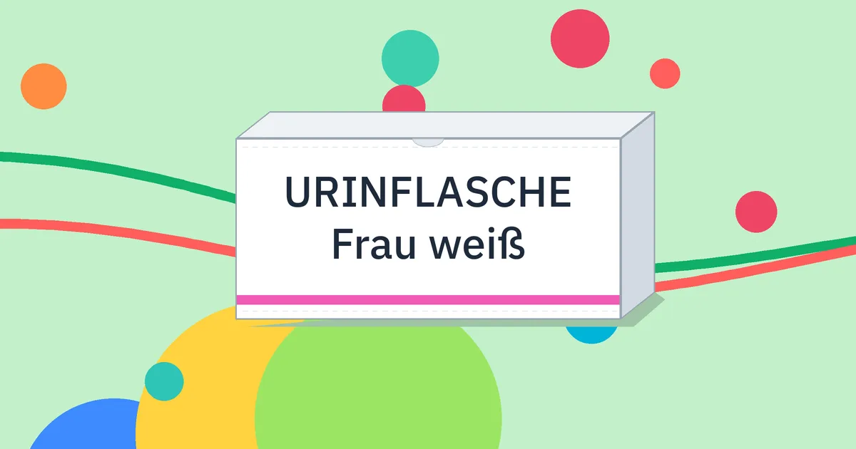 Symbolbild: Packung mit der Aufschrift URINFLASCHE Frau weiß (PZN 19402847) – Verfügbarkeit und Bezug in Apotheken in Frankfurt am Main
