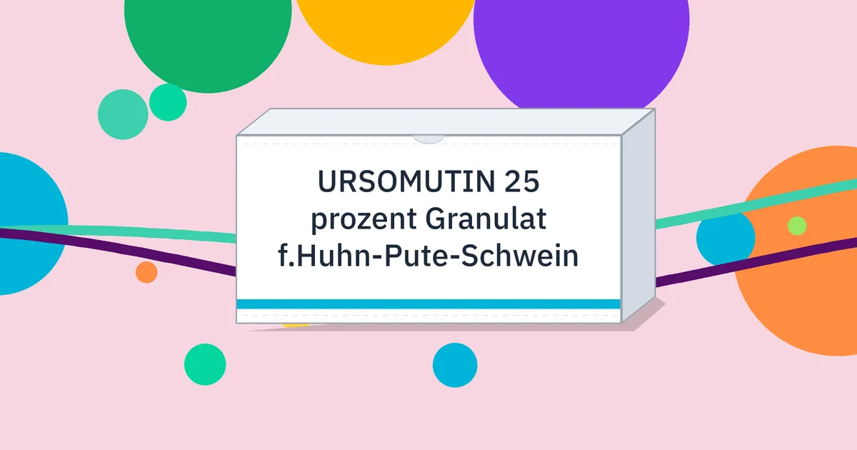 Symbolbild: Packung mit der Aufschrift URSOMUTIN 25 prozent Granulat f.Huhn-Pute-Schwein (PZN 10170915) – Verfügbarkeit und Bezug in Apotheken in Frankfurt am Main