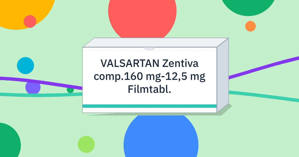 Symbolbild: Packung mit der Aufschrift VALSARTAN Zentiva comp.160 mg-12,5 mg Filmtabl. (PZN 08409473) – Verfügbarkeit und Bezug in Apotheken in Frankfurt am Main