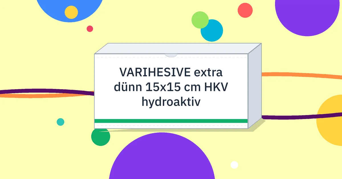 Symbolbild: Packung mit der Aufschrift VARIHESIVE extra dünn 15x15 cm HKV hydroaktiv (PZN 04740194) – Verfügbarkeit und Bezug in Apotheken in Frankfurt am Main