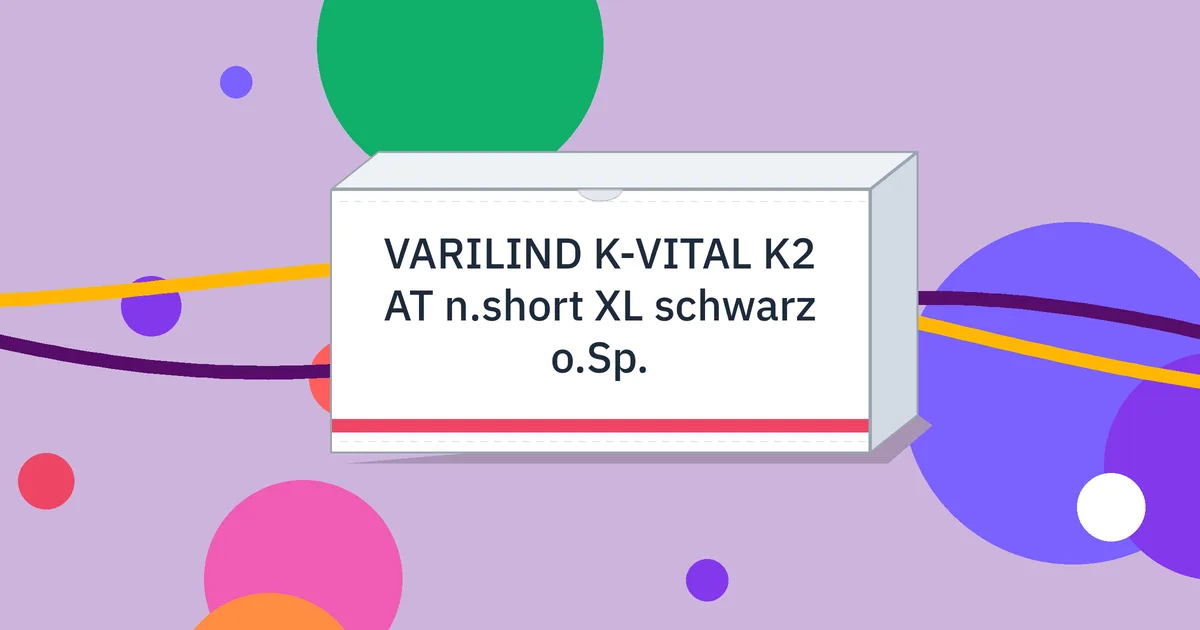 Symbolbild: Packung mit der Aufschrift VARILIND K-VITAL K2 AT n.short XL schwarz o.Sp. (PZN 20562119) – Verfügbarkeit und Bezug in Apotheken in Frankfurt am Main