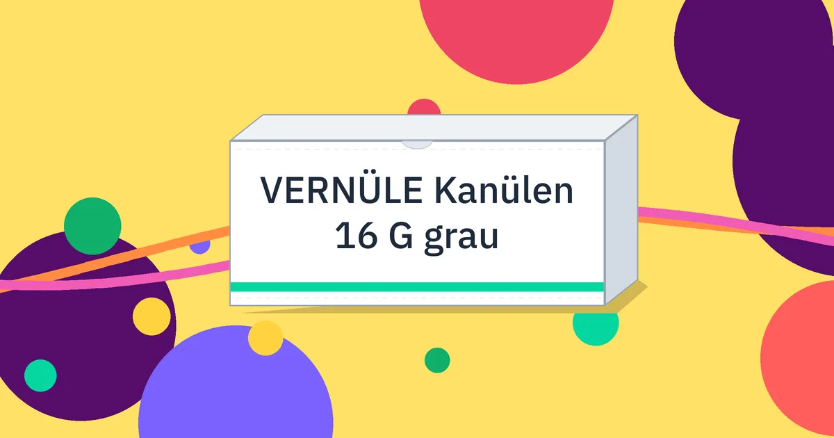 Symbolbild: Packung mit der Aufschrift VERNÜLE Kanülen 16 G grau (PZN 09107981) – Verfügbarkeit und Bezug in Apotheken in Frankfurt am Main