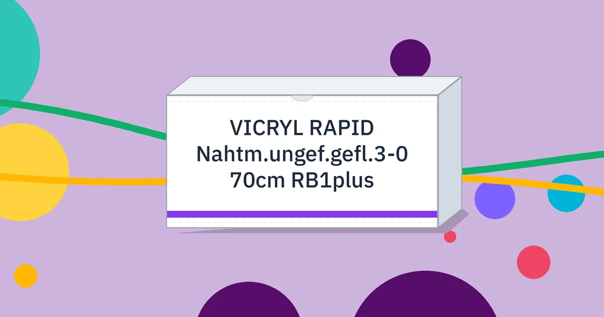 Symbolbild: Packung mit der Aufschrift VICRYL RAPID Nahtm.ungef.gefl.3-0 70cm RB1plus (PZN 18793722) – Verfügbarkeit und Bezug in Apotheken in Frankfurt am Main