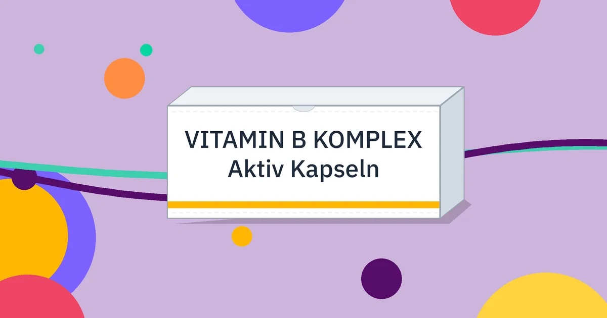 Symbolbild: Packung mit der Aufschrift VITAMIN B KOMPLEX Aktiv Kapseln (PZN 17965865) – Verfügbarkeit und Bezug in Apotheken in Frankfurt am Main