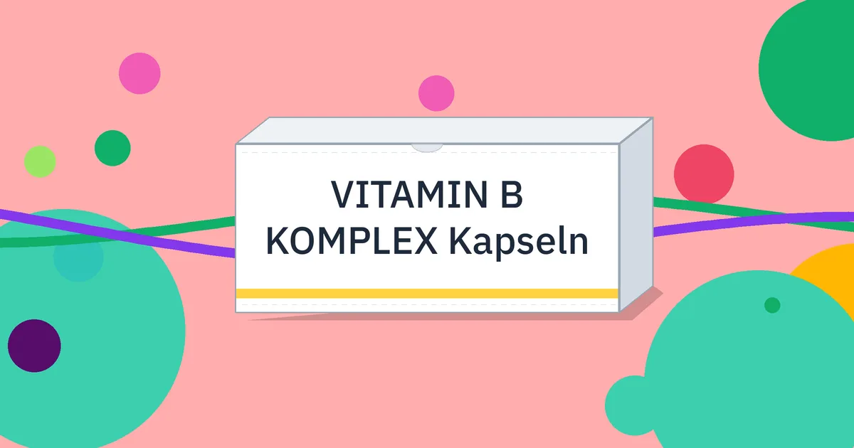Symbolbild: Packung mit der Aufschrift VITAMIN B KOMPLEX Kapseln (PZN 07621337) – Verfügbarkeit und Bezug in Apotheken in Frankfurt am Main