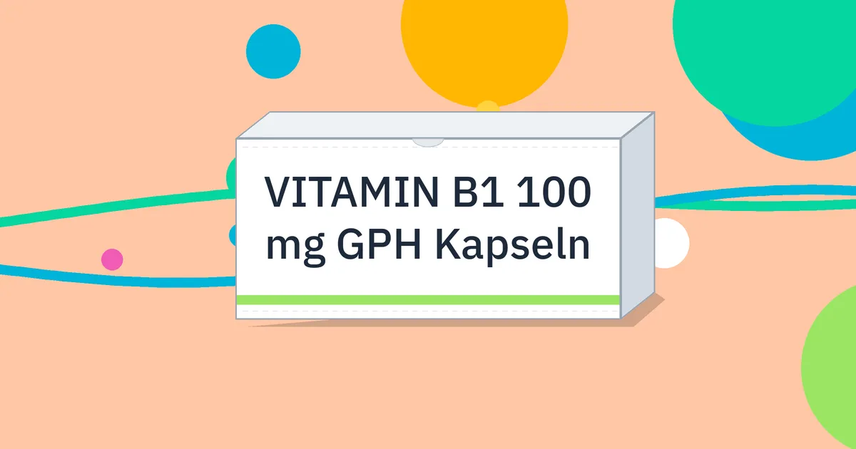 Symbolbild: Packung mit der Aufschrift VITAMIN B1 100 mg GPH Kapseln (PZN 16570656) – Verfügbarkeit und Bezug in Apotheken in Frankfurt am Main