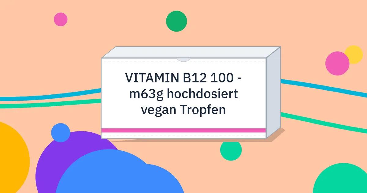 Symbolbild: Packung mit der Aufschrift VITAMIN B12 100 -m63g hochdosiert vegan Tropfen (PZN 16819280) – Verfügbarkeit und Bezug in Apotheken in Frankfurt am Main