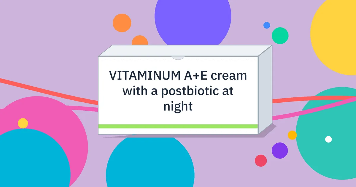 Symbolbild: Packung mit der Aufschrift VITAMINUM A+E cream with a postbiotic at night (PZN 19162202) – Verfügbarkeit und Bezug in Apotheken in Frankfurt am Main