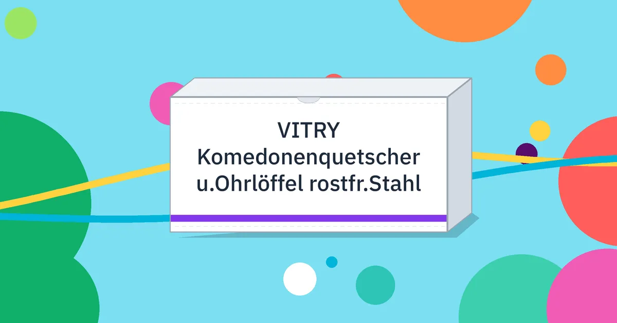 Symbolbild: Packung mit der Aufschrift VITRY Komedonenquetscher u.Ohrlöffel rostfr.Stahl (PZN 11688867) – Verfügbarkeit und Bezug in Apotheken in Frankfurt am Main