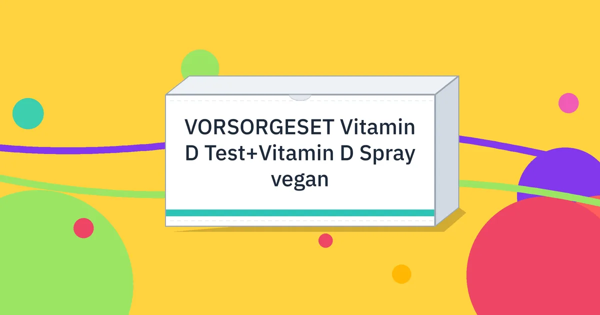 Symbolbild: Packung mit der Aufschrift VORSORGESET Vitamin D Test+Vitamin D Spray vegan (PZN 18720568) – Verfügbarkeit und Bezug in Apotheken in Frankfurt am Main