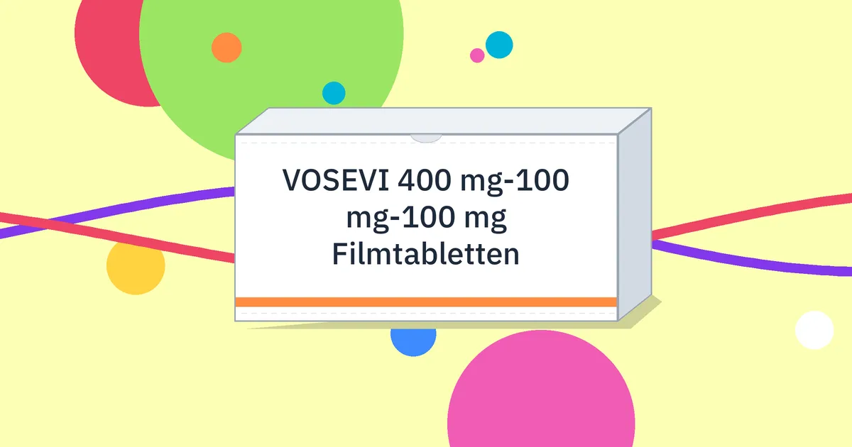 Symbolbild: Packung mit der Aufschrift VOSEVI 400 mg-100 mg-100 mg Filmtabletten (PZN 16139266) – Verfügbarkeit und Bezug in Apotheken in Frankfurt am Main
