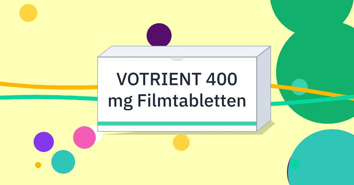 Symbolbild: Packung mit der Aufschrift VOTRIENT 400 mg Filmtabletten (PZN 01333028) – Verfügbarkeit und Bezug in Apotheken in Frankfurt am Main
