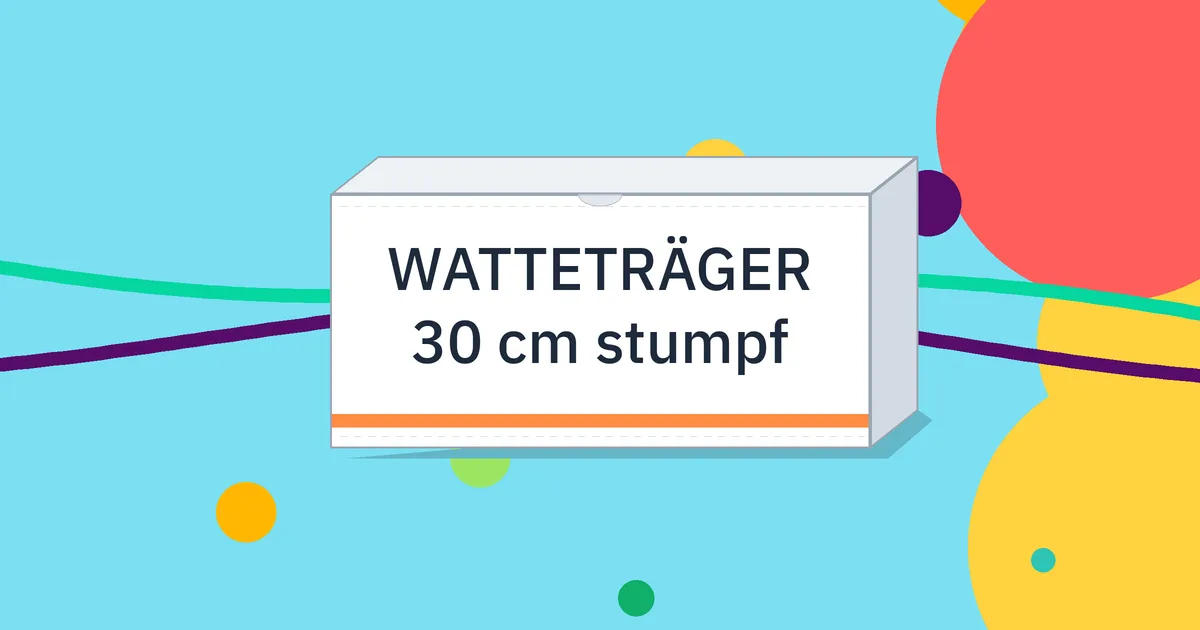 Symbolbild: Packung mit der Aufschrift WATTETRÄGER 30 cm stumpf (PZN 04866707) – Verfügbarkeit und Bezug in Apotheken in Frankfurt am Main