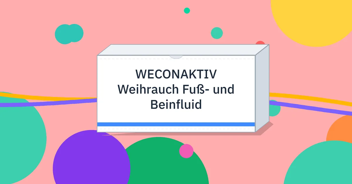 Symbolbild: Packung mit der Aufschrift WECONAKTIV Weihrauch Fuß- und Beinfluid (PZN 09727330) – Verfügbarkeit und Bezug in Apotheken in Frankfurt am Main