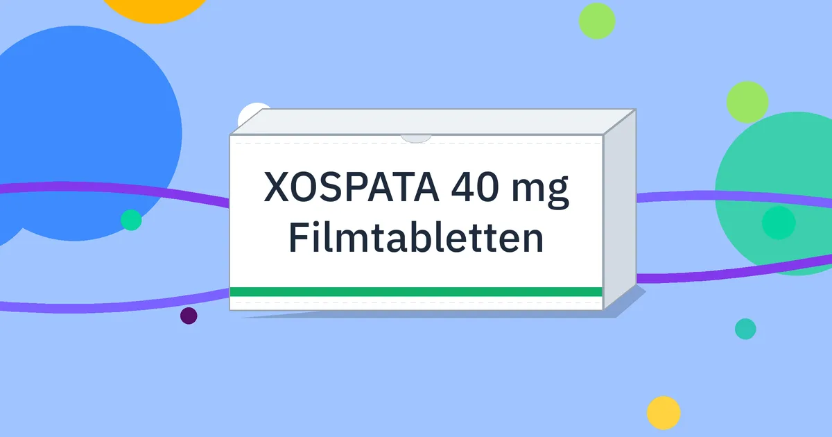 Symbolbild: Packung mit der Aufschrift XOSPATA 40 mg Filmtabletten (PZN 16907831) – Verfügbarkeit und Bezug in Apotheken in Frankfurt am Main
