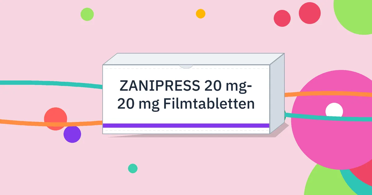 Symbolbild: Packung mit der Aufschrift ZANIPRESS 20 mg-20 mg Filmtabletten (PZN 19075058) – Verfügbarkeit und Bezug in Apotheken in Frankfurt am Main