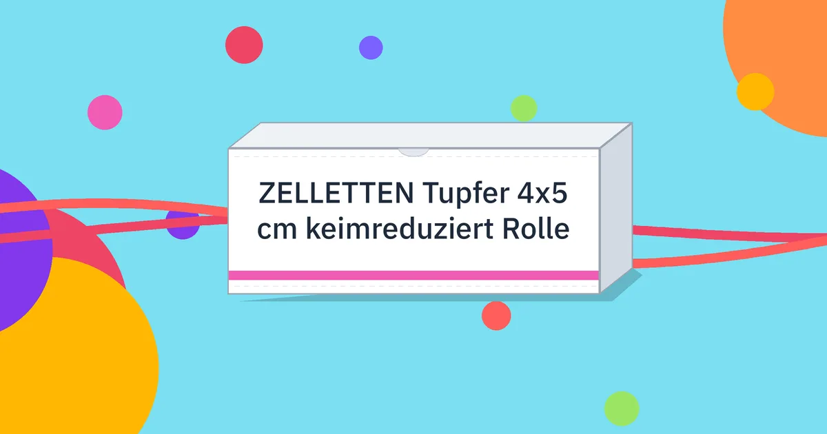 Symbolbild: Packung mit der Aufschrift ZELLETTEN Tupfer 4x5 cm keimreduziert Rolle (PZN 15586170) – Verfügbarkeit und Bezug in Apotheken in Frankfurt am Main