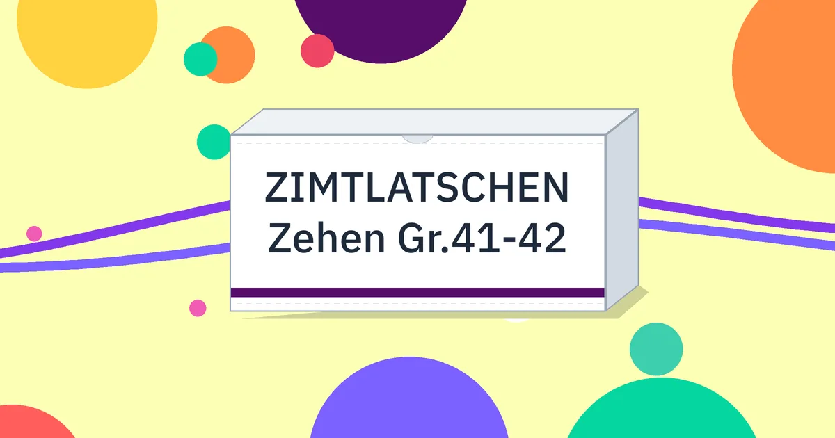 Symbolbild: Packung mit der Aufschrift ZIMTLATSCHEN Zehen Gr.41-42 (PZN 01436745) – Verfügbarkeit und Bezug in Apotheken in Frankfurt am Main