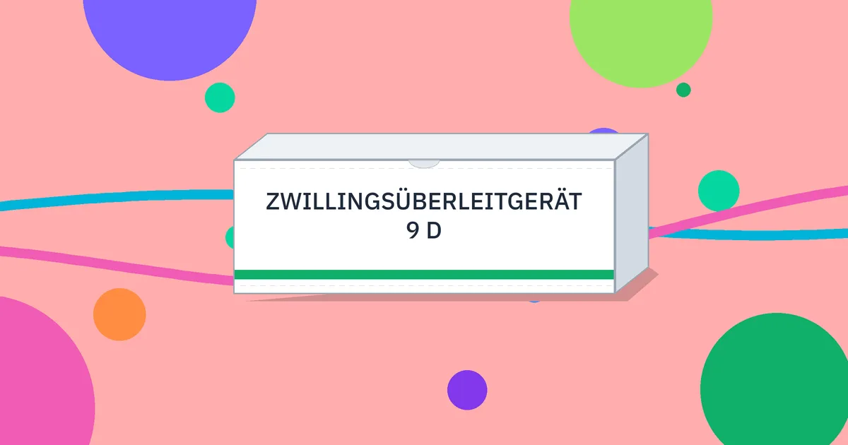 Symbolbild: Packung mit der Aufschrift ZWILLINGSÜBERLEITGERÄT 9 D (PZN 00891683) – Verfügbarkeit und Bezug in Apotheken in Frankfurt am Main
