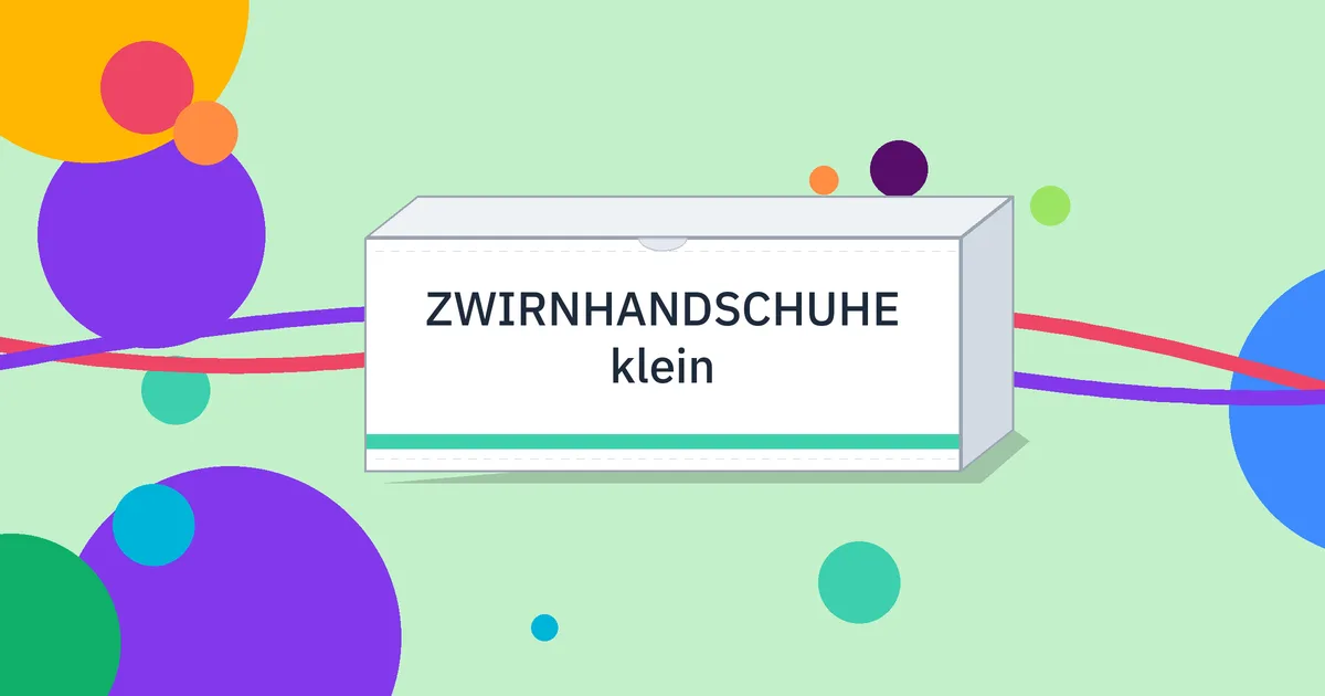 Symbolbild: Packung mit der Aufschrift ZWIRNHANDSCHUHE klein (PZN 19622081) – Verfügbarkeit und Bezug in Apotheken in Frankfurt am Main